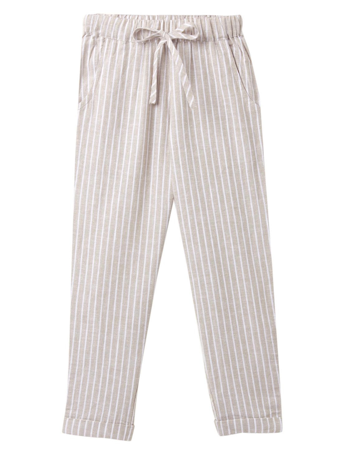 Buy Girls Linen Blend Khaki Striped Trouser Online at 46% OFF | Cub McPaws